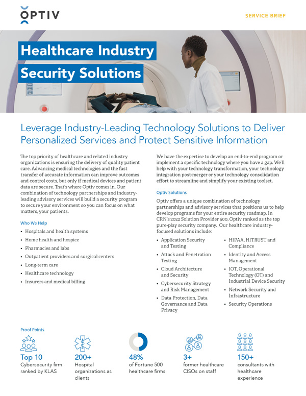 Healthcare Industry Security Solutions from Optiv | Optiv